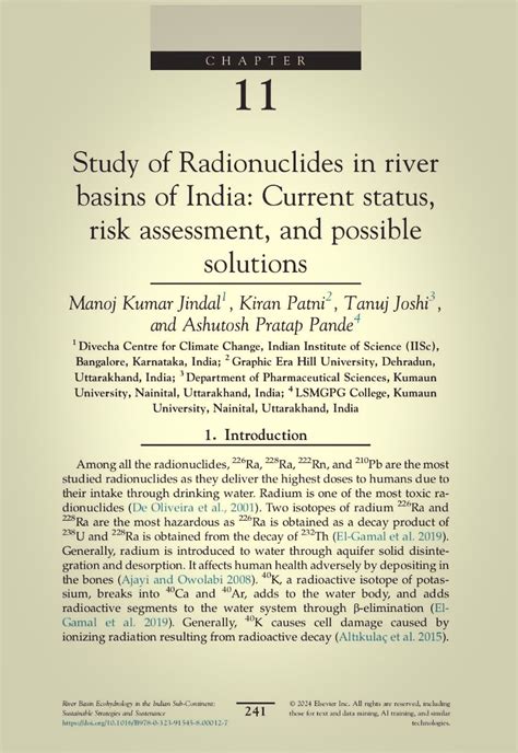 Manoj Kumar Jindal On Linkedin Bookchapter Insight Water River Elsevier