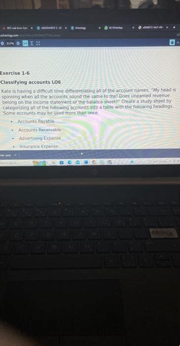 solved exercise 1 6 classifying accounts lo6 kate is having
