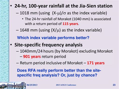 Ppt Applied Hydrology Regional Frequency Analysis Example