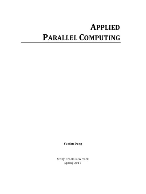 Applied Parallel Computing Deng 2011 Pdf Parallel Computing Supercomputer