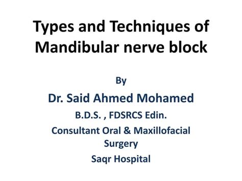 Inferior Alveolar Nerve Block Ppt