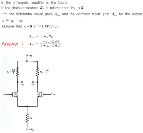 Solved In The Differential Amplifier In The Figure If The