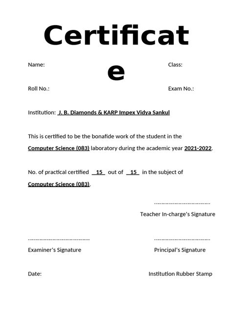 11th 1 Cs Report File Certificate Page Pdf