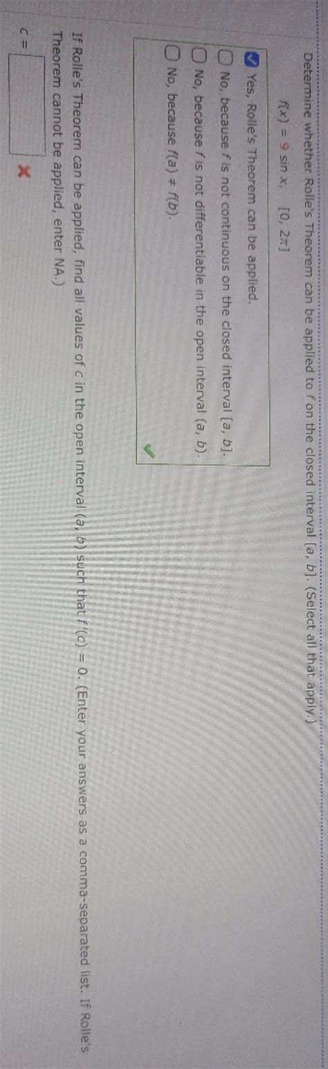 [solved] Please Explain Determine Whether Rolles Theorem Can Be