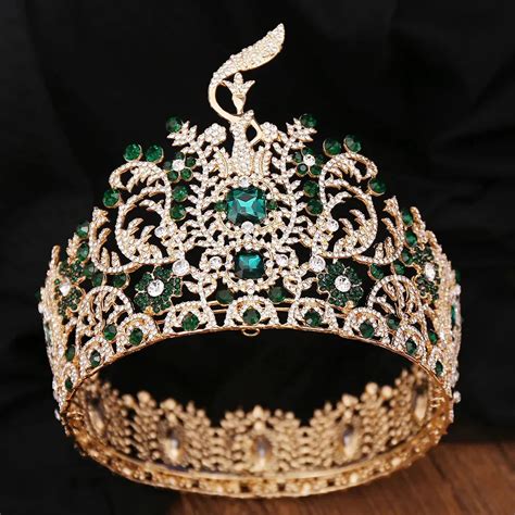 Baroque Big Round Rhinestone Pageant Crown Crystal From Jiao06 25