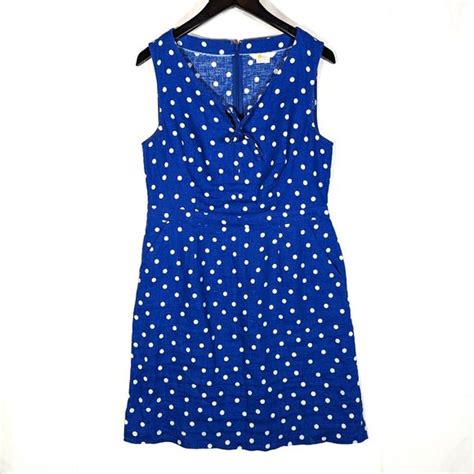 Boden Dresses Boden Rae 0 Linen Polka Dot Sheath Dress Size 8 Long