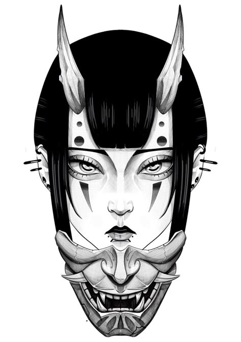 Эскиз Тату Asik Tattoo Oni Face Tattoo Oni Mask Tattoo Female