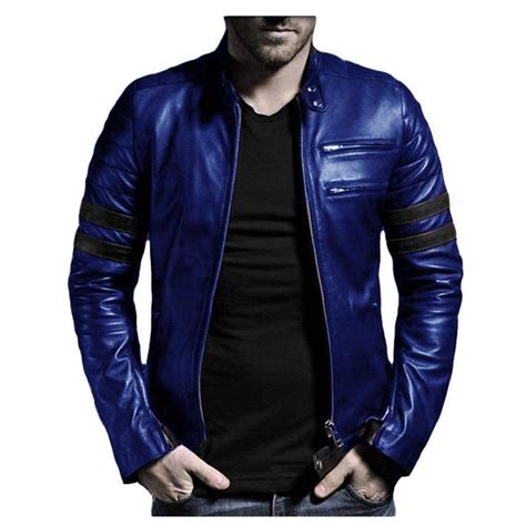 Blue Leather Jacket For Men Price In Pakistan View Latest Collection Of Coats