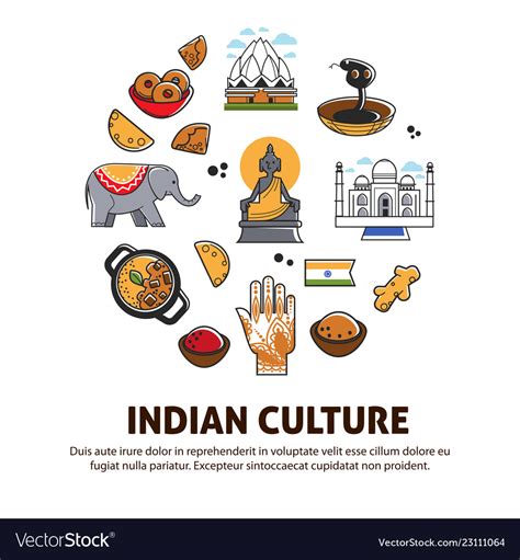 Indian Culture Promo Poster With National Symbols Vector Image