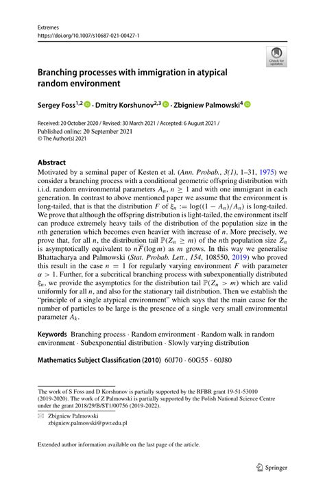 Pdf Branching Processes With Immigration In Atypical Random Environment