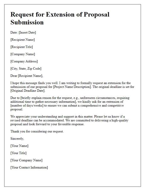 Letter Template For Contractor Request For Proposal Extension Free
