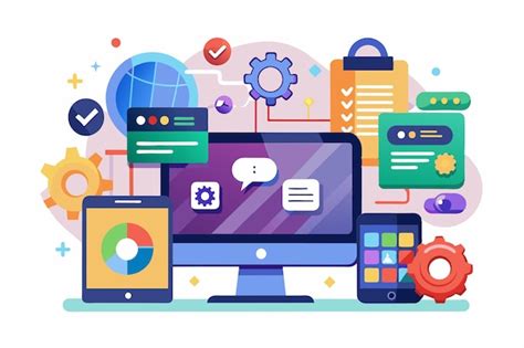 Illustration Showing Linked Devices With Settings And Interface Options