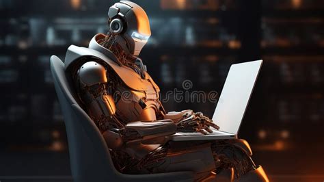 Humanoid Robot Programmer With Computer Generative Ai Stock Illustration Illustration Of