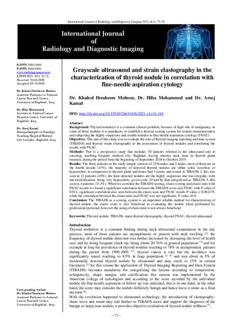 Pdf Grayscale Ultrasound And Strain Elastography In The Characterization Of Thyroid Nodule In