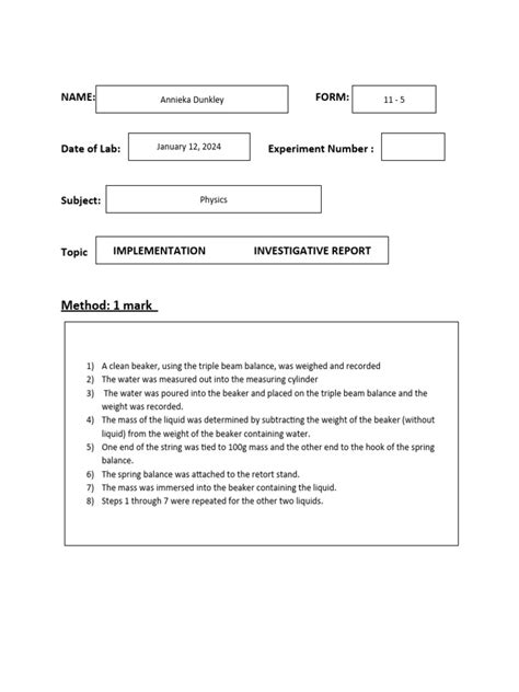 Implementation Investigative Report Format Pdf Buoyancy Density