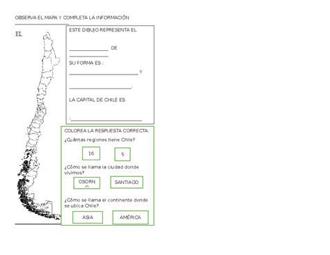 Chile Y Su Forma Observa El Mapa Y Completa La InformaciÓn Este
