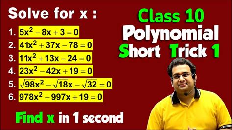 Part 1 Polynomial Short Tricks Class 10 Very Rare Students Know