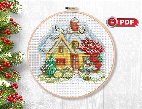 Christmas House Cross Stitch Pattern Holiday Cross Stitch Patterns