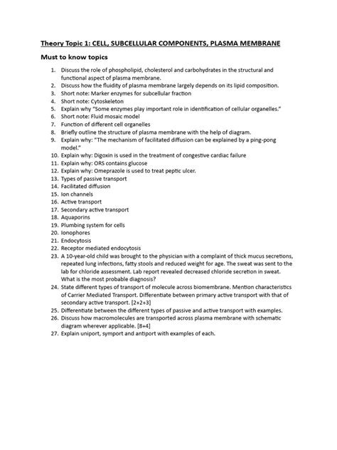 1 Cell Questions Pdf