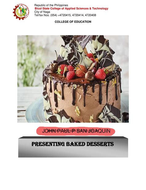 Baked Dessert Module Bicol State College Of Applied Sciences And Technology City Of Naga Tel Fax