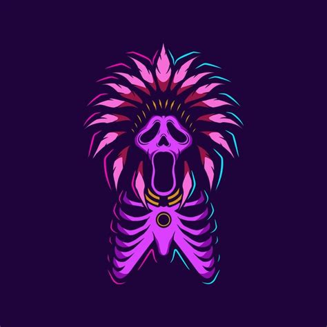 Premium Vector Apache Indian Halloween Costume In Cyberpunk Style