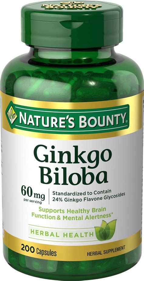 Amazon.com: Nature's Bounty Ginkgo Biloba 60 mg, 200 Capsules: Health ...