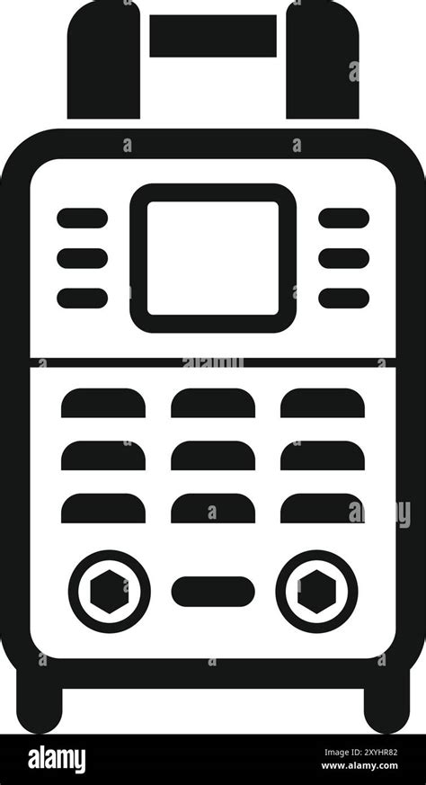 Black Solid Icon For A Inverter Welding Machine With A Display And A Handle For Easy Transport