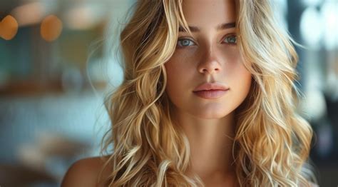 Premium Photo A Blonde Woman With Striking Blue Eyes Is Facing The