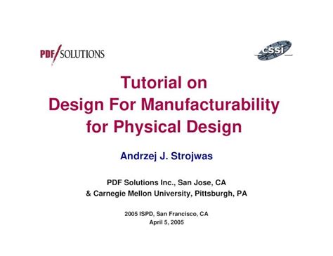 Pdf Tutorial On Design For Manufacturability For Physical Design