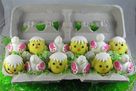 Chicks And Bunny Tails ~ Cake Pops In An Egg Carton Easter Cakes