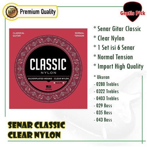 Jual Senar Gitar Classic Nylon Senar Gitar Klasik Nilon Tali Gitar Nilon Varian Seri Ej49