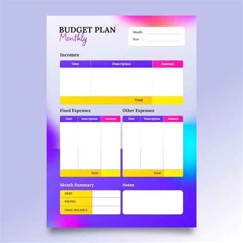 Hermosa Plantilla De Planificador De Presupuesto Vector Gratis