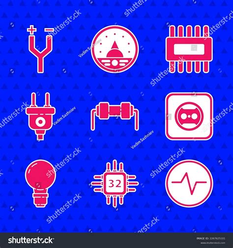 set resistor electricity processor microcircuits cpu stock vector