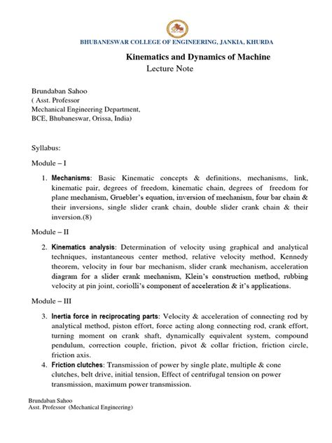 kinematics and dynamics of machine download free pdf kinematics