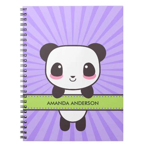 Personalized Kawaii Panda Notebookjournal Notebook Zazzle