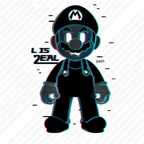 Glitch Mario Png Is Mario Real Horror Art Retro Vhs Scanline