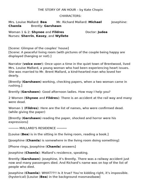 The Story Of An Hour Script Pdf