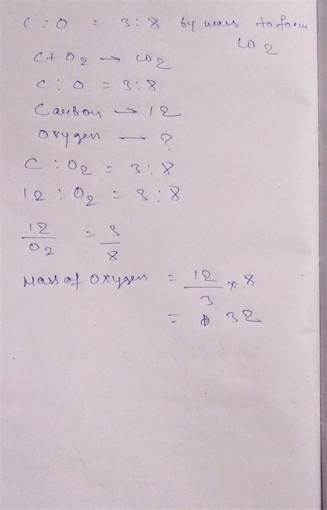 A Carbon And Oxygen Combine In The Ratio 33 To Form Oxygen Combine In