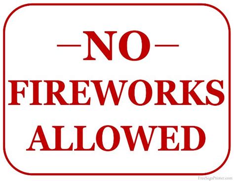 Printable No Fireworks Allowed Sign