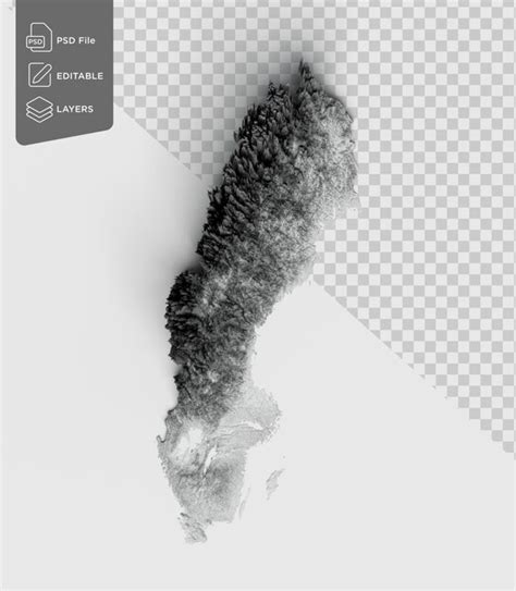 Premium Psd Sweden Map Sweden Flag Shaded Relief Color Height Map On White Background 3d