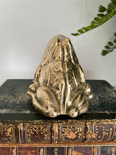 Large Brass Frog Brass Bull Frog Brass Toad Etsy