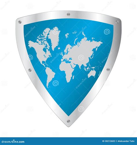 Shield With World Map Vector Illustration 30213602