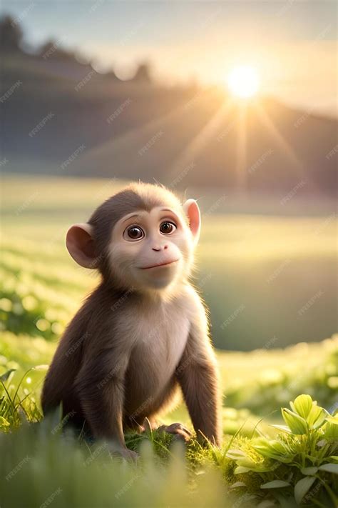 Premium Ai Image Monkey In The Grass Wallpapers