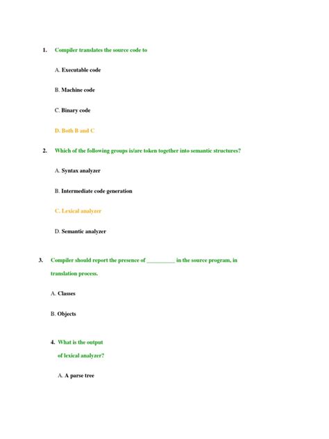 Compiler Construction Mcqs 1 Pdf Assembly Language Compiler