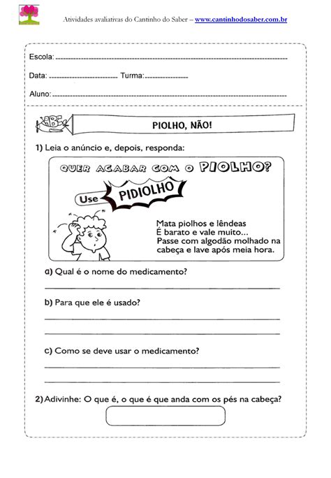 Atividades De Português Para O Terceiro Ano