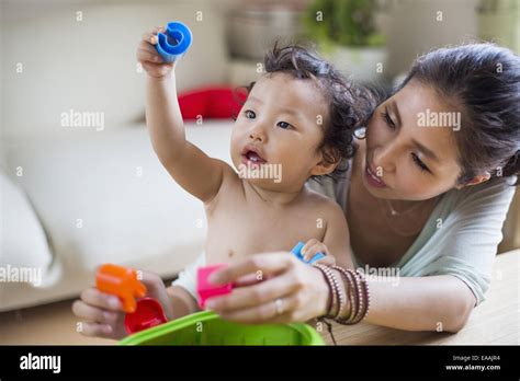 Mother Playing With Her Baby Boy Stock Photo Alamy