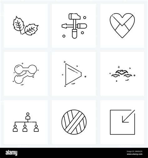 Modern Vector Line Illustration Of 9 Simple Line Icons Of Arrow Media