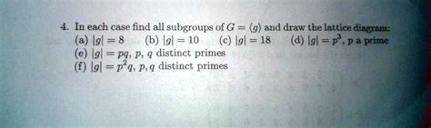 solved 4 in each case find all subgroups of g g and draw the