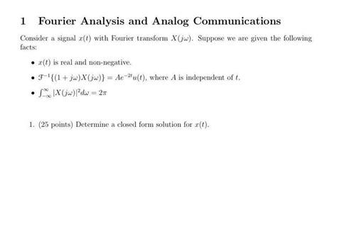 Solved This Is About Fourier Analysis And Analog