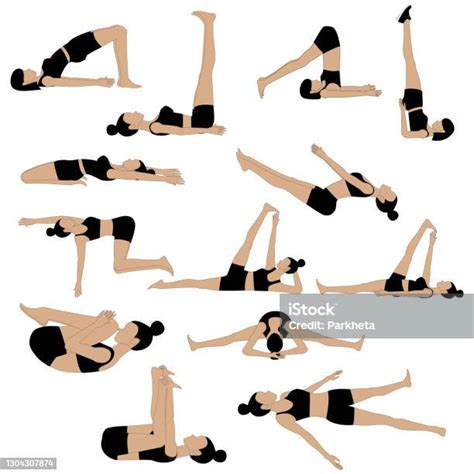 Yoga Berpose Berolahraga Ilustrasi Vektor Gaya Hidup Sehat Ilustrasi Stok Unduh Gambar